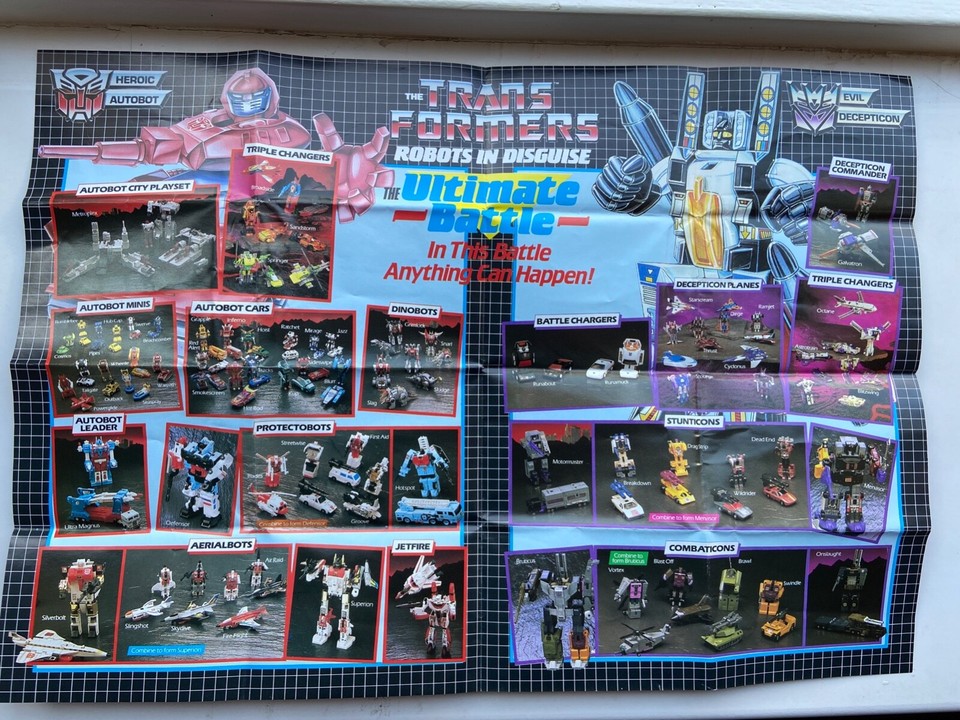 Transformers G1 1985 vintage CATALOGUE poster checklist ultimate battle ...