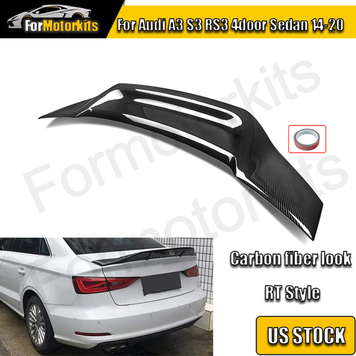 Rear Trunk Spoiler Wing Lip For Audi A3 S3 Sedan 14-20 Carbon Fiber ...