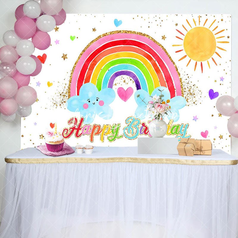 Cute My Party Cloud Rainbow Birthday Backdrop | eBay UK