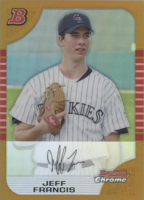 2005 Bowman Chrome - Jeff Francis #56 Gold Refractor /50 for sale ...