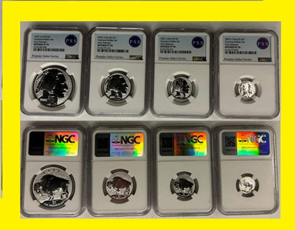 2023 Silver Buffalo 4 coins Set 1.9 oz 999 silver NGC RV PR 70 ER pss ...