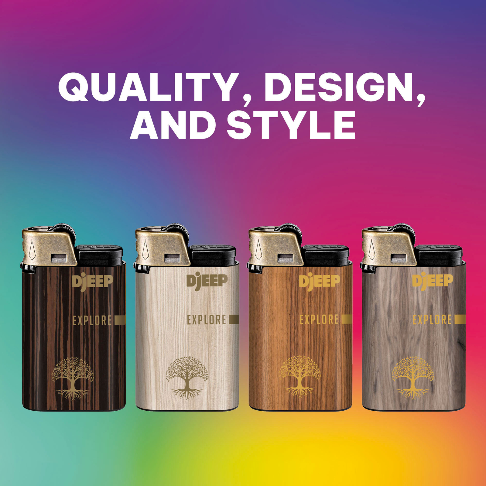 DJEEP Pocket Lighters, BOLD Collection, 4 Count Pack of Disposable ...