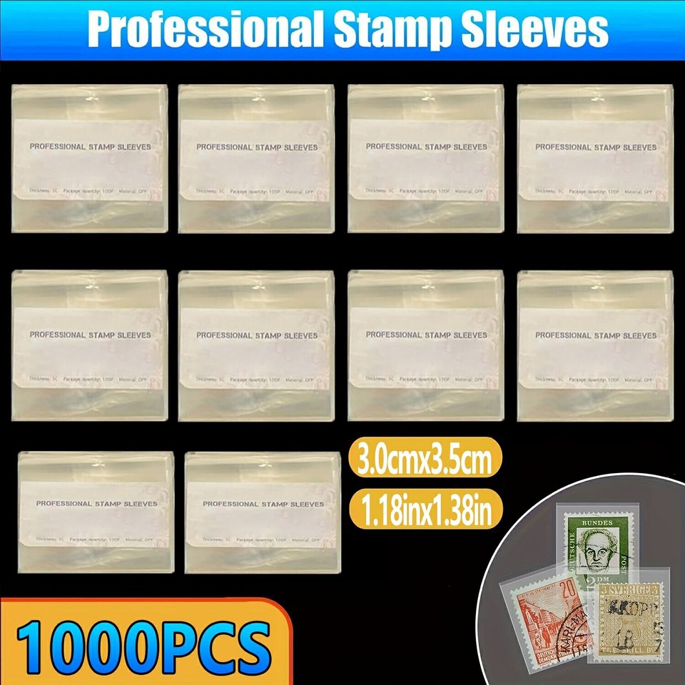 3x3.5cm OPP Stamp Sleeves 1000 - Durable, Clear, Anti-Corrosion, Album ...