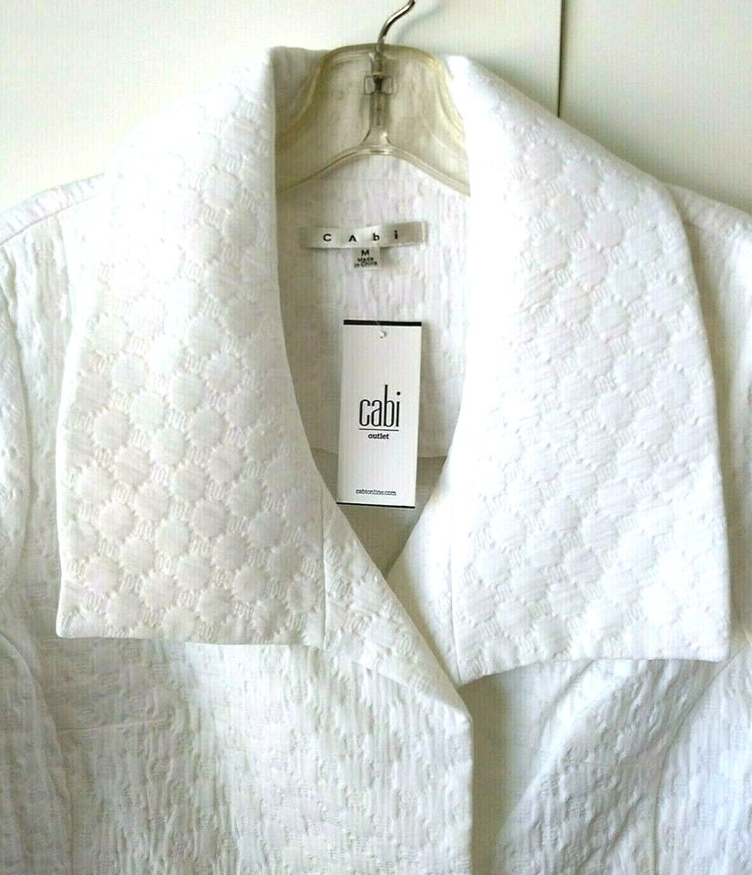 NEW CABI WHITE 3/4 SLEEVE STYLE 212 TEXTURED CLUB BLAZER JACKET M $89 ...