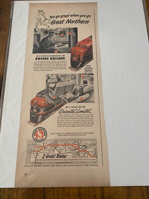 Vintage 1949 Great Northern Railroad Oriental Limited Train ad | eBay