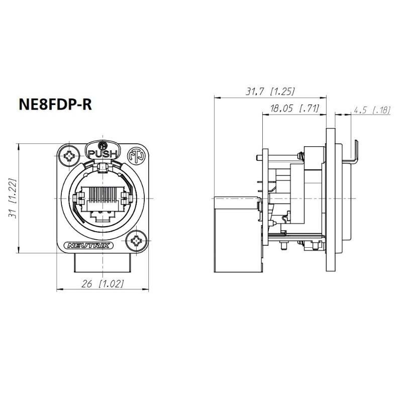 (2) Two Genuine NEUTRIK NE8FDP-B CAT 5/6 RJ45 Feed-Thru D Panel Mount ...