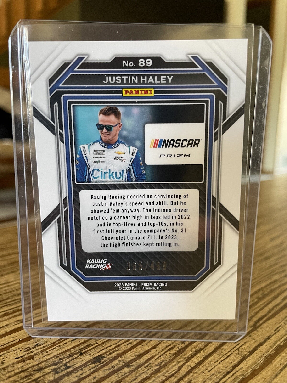 2023 Justin Haley Panini Prizm Racing Blue Prizm Holo 365/499 | eBay