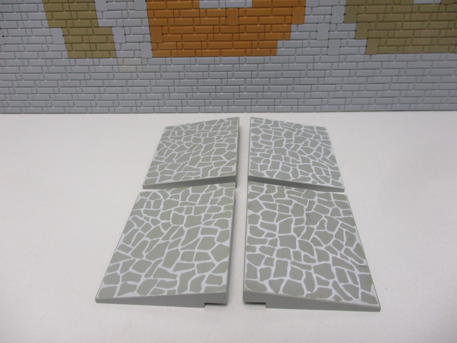 (C9/4) 4x Lego 4515 Rampe Dachstein 6x8 10° bedruckt Stein Muster City ...