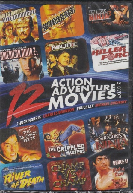 12 Action Adventure Movies (dvd 1977 Norris Bronson Lee Dudikoff 3-disc ...