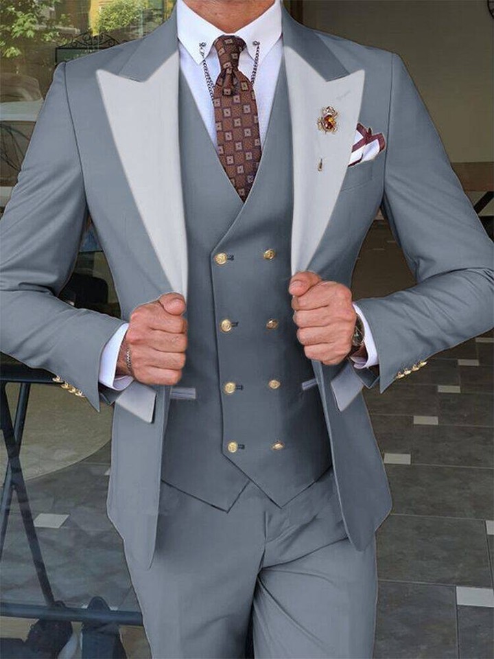 Men's suit 3-piece set, men's four color set, classic cut, fitted ...