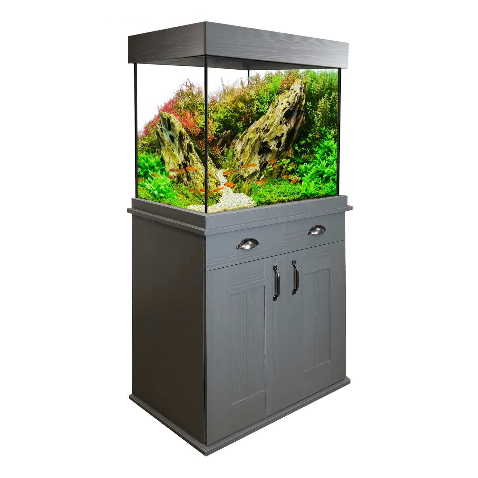 Fluval Shaker 168 252 345 Aquarium & Cabinet Complete Kit Oak Or Grey ...