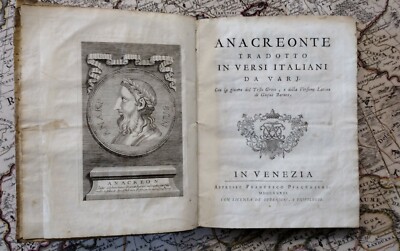 Anacreonte Anacreon 1736 poesia greca liriche greek poetry | eBay