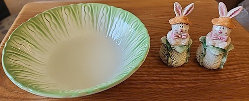 Vintage Scio Pottery Bowl With Ceramic Bunnies- Perfect For Easter ...