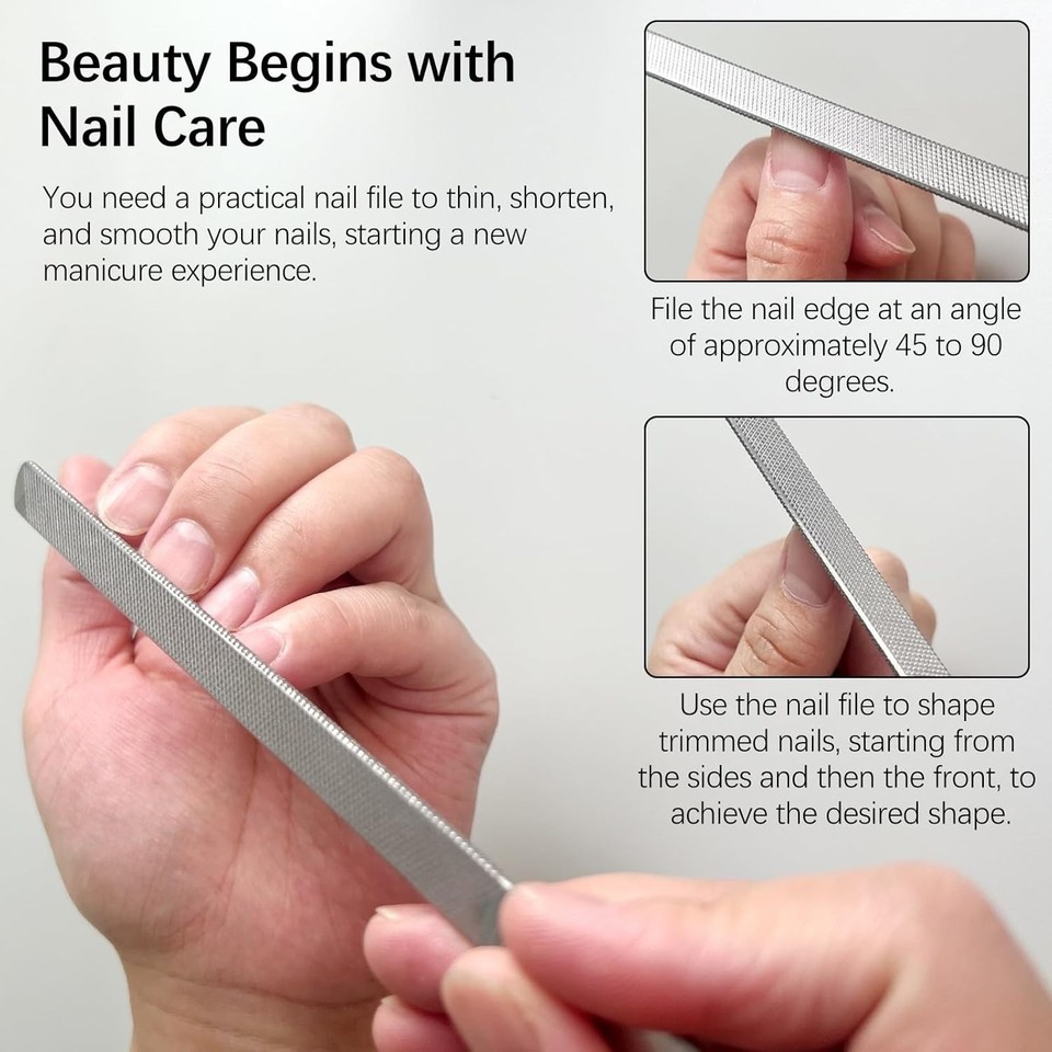 2-Pack Stainless Steel Toe Nail Files, 4-Sided Design for Thick Nails ...