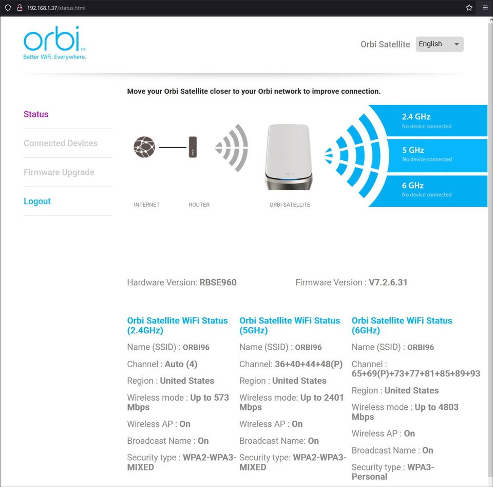 Netgear Orbi RBSE960 Satellite AXE11000 WiFi 6 6E 960 Mesh Extender ...