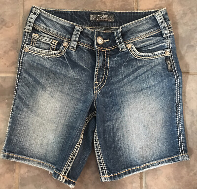 Women's Silver Suki Surplus Stretch Denim Shorts Size W26 | eBay