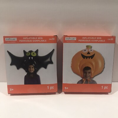 Creatology Inflatable Wig Halloween Bat and Pumpkin New In Box Set of 2 ...
