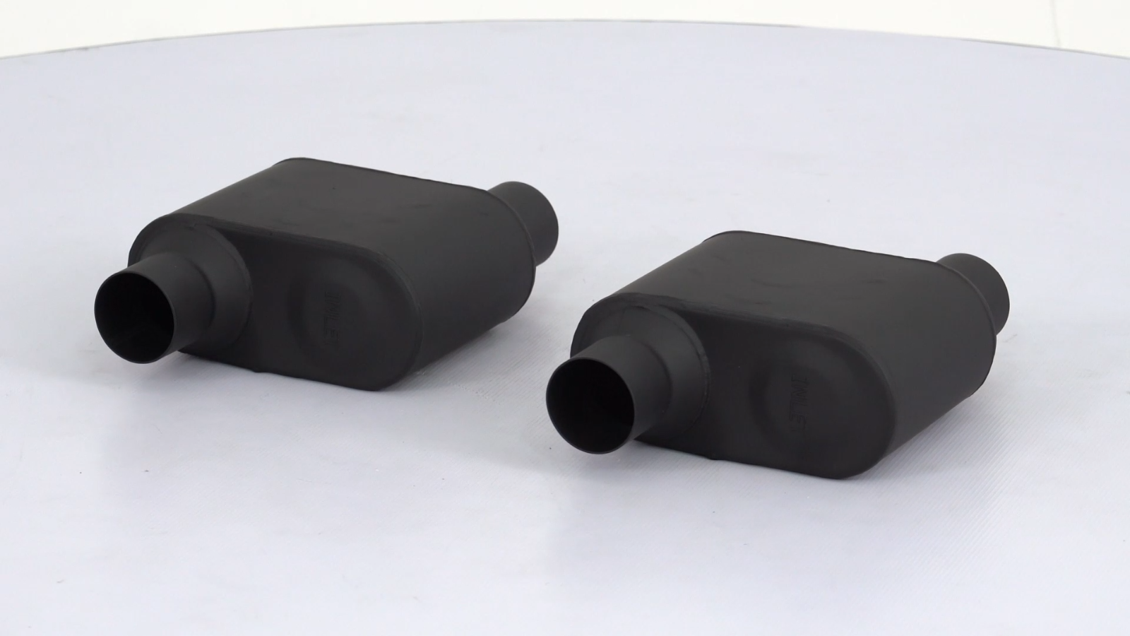 Pair of Black 2.5"Offset Inlet/Outlet Race Performance Chambered ...