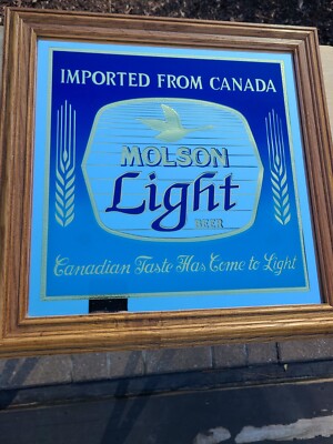 VINTAGE Molson Light Beer 15x15" Framed Mirror Bar Sign | eBay