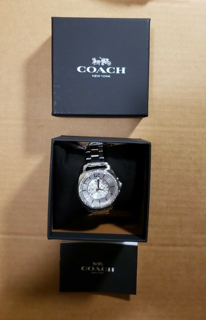 Coach Women's Watch Silver-tone Bracelet Glitz BOYFRIEND 14503140 34mm ...