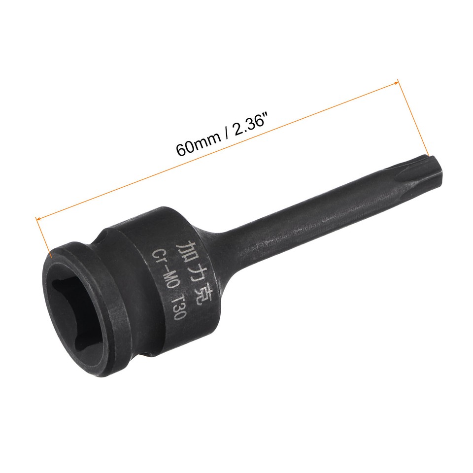 3/8" Square Drive T30 Impact Torx Bit Socket Adapter 60mm Length CR-MO ...