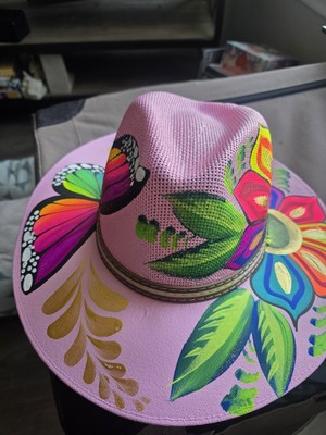 Embroidered Suede Brim Hat with Colorful Floral Design Unique | eBay
