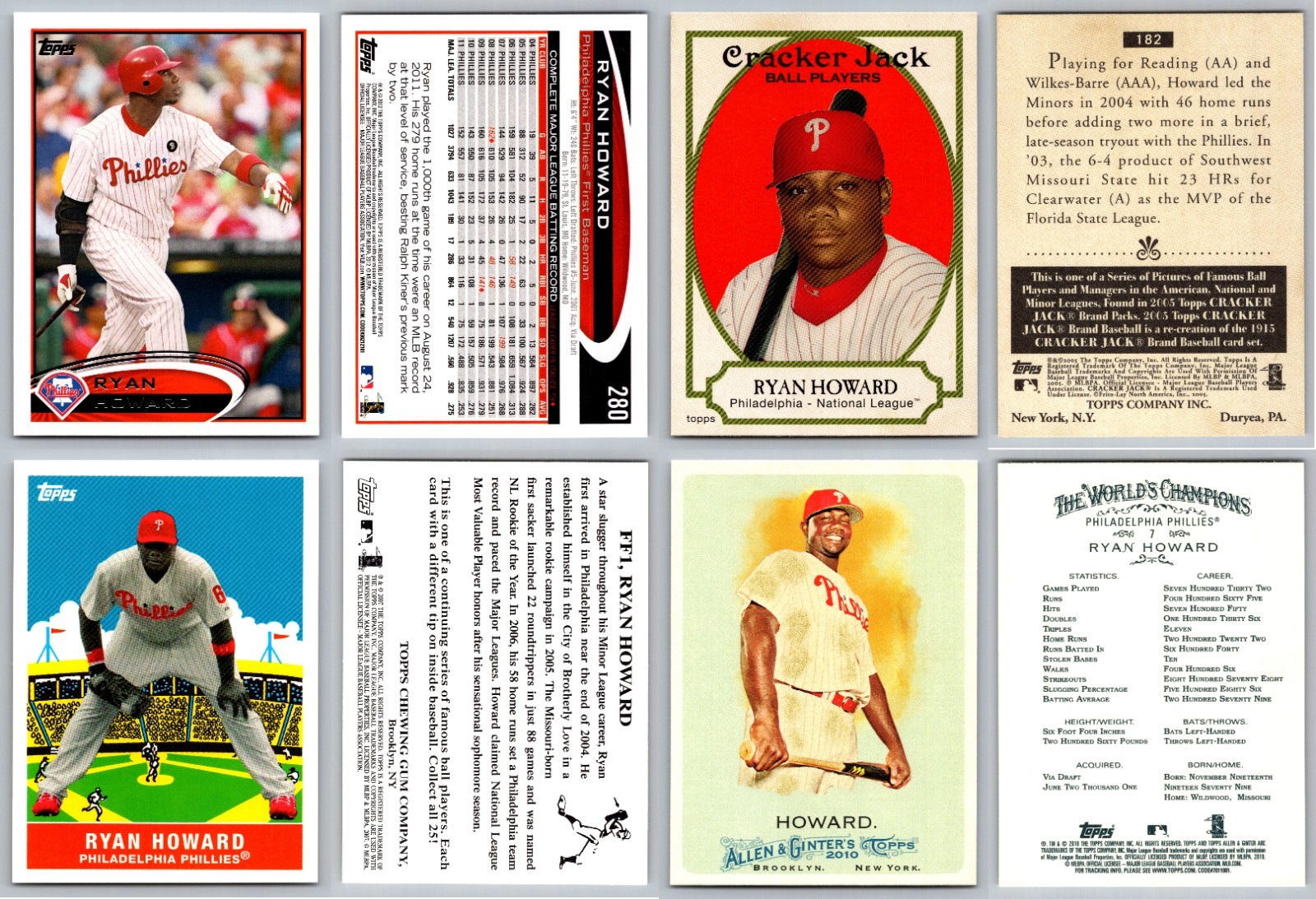 Ryan Howard 4 Card Lot - Philadelphia Phillies 2005 NL Rookie of the ...