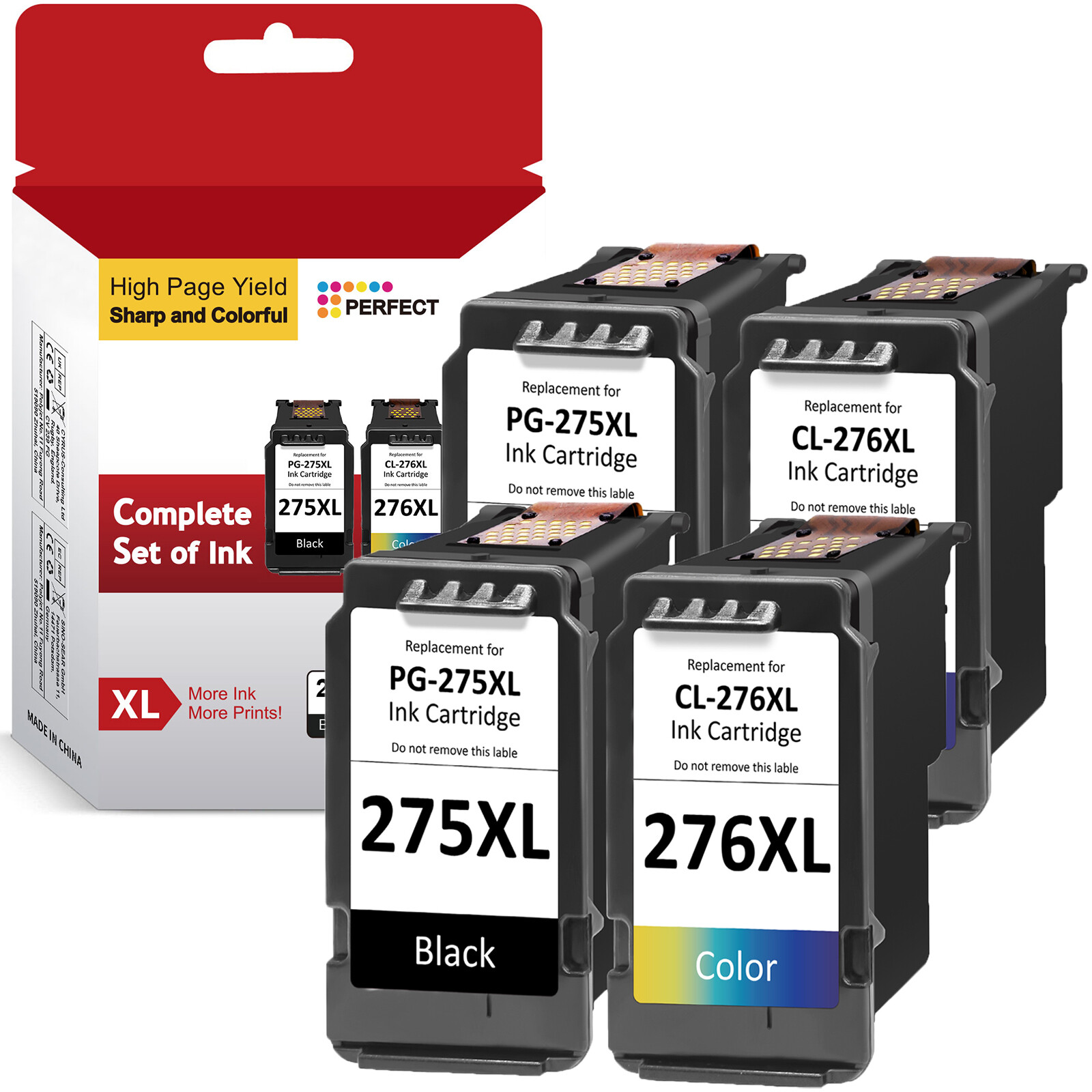 PG-275XL CL-276XL Replace Ink Cartridge for Canon PIXMA TS3520 TS3500 ...