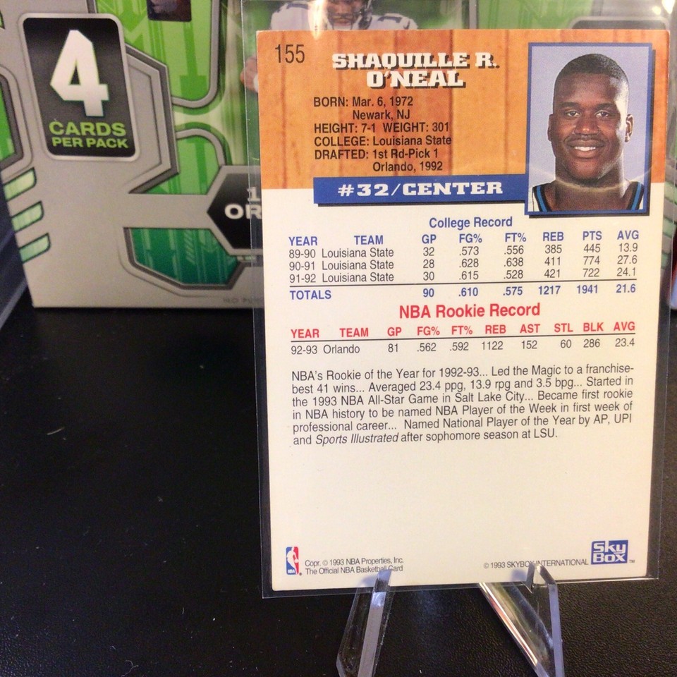 Shaquille "Shaq" O'Neal 1992-93 Skybox NBA Rookie Cards #155 Magic | eBay