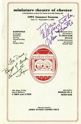 "Theatre of Chester" Kim Hunter & Kenneth Tigar Hand Signed SHOW GUIDE ...