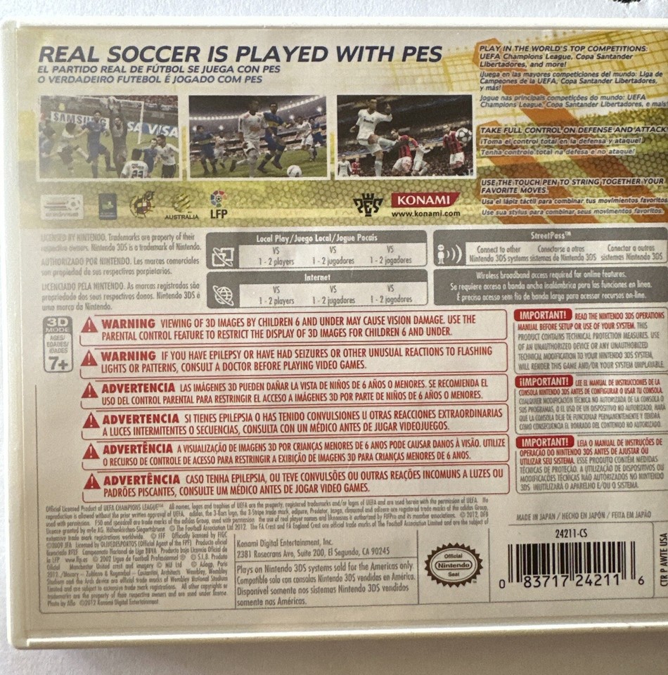 Pro Evolution Soccer PES 2013 (Nintendo 3DS) NTSC USED WITH BOX and ...