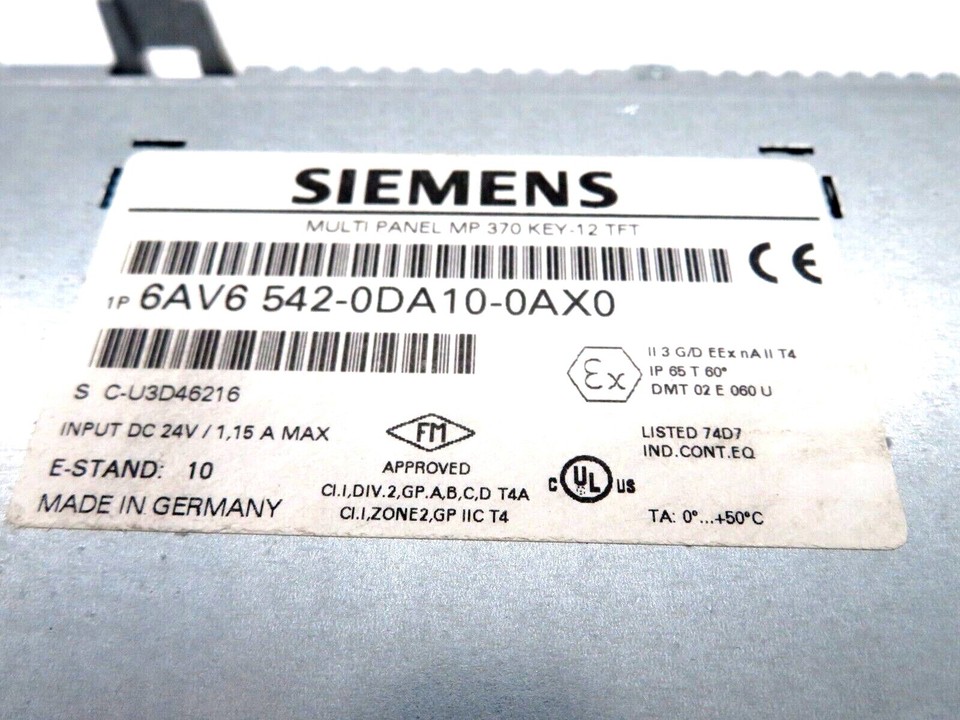 USED SIEMENS 6AV6 542-0DA10-0AX0 SIMATIC MULTI PANEL MP 370 ...