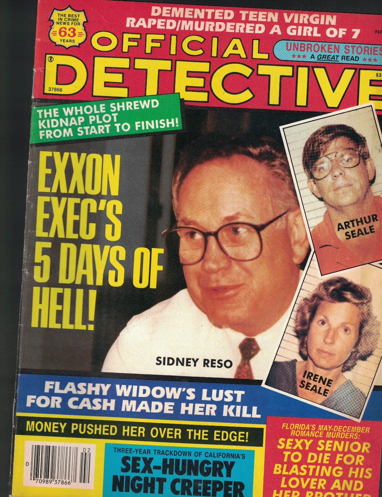 Official Detective Magazine February 1993 Sidney Reso Arthur Seale ...