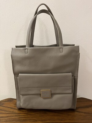 Kenneth Cole New York Christie Leather Tote Handbag Purse Light Gray ...