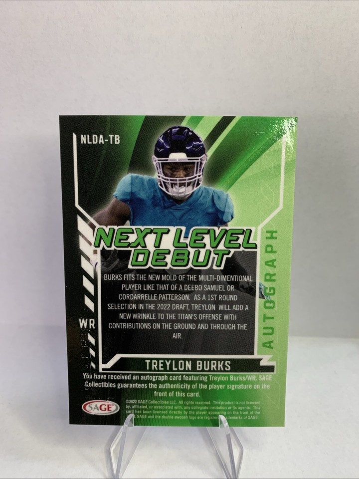 2022 Sage NLDA-TB Treylon Burks Auto Next Level Debut Autograph RC ...
