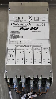TDK Lambda Vega 650 K60050B Power Supply w/ H3_1H 12V 5V, JJ5_3 40V ...