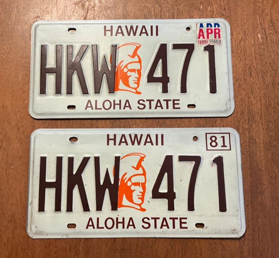 Pair 1991 1981 Hawaii License Plate Tag | eBay