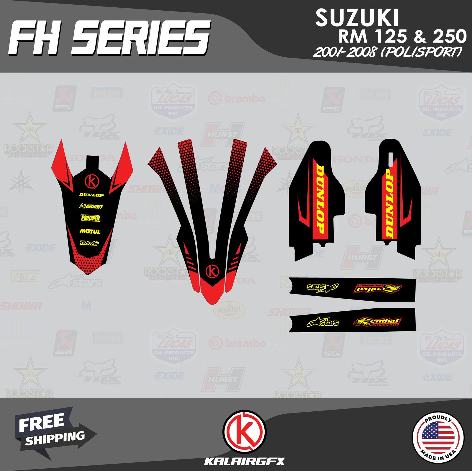 Graphics Kit for SUZUKI RM125 250 2001-08 POLISPORT RESTYLE FH-red | eBay