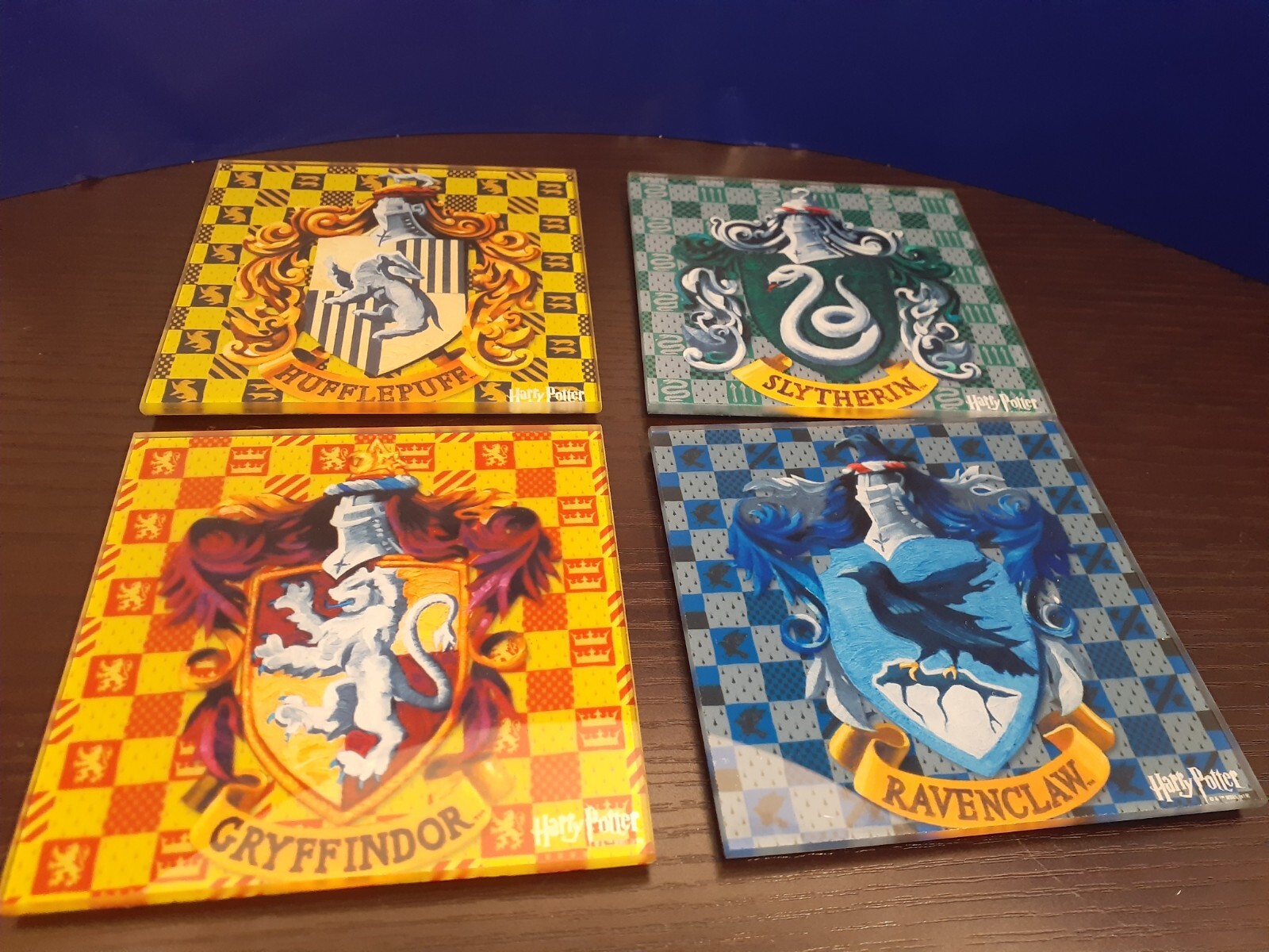 Harry Potter Set 4 Glass Coasters Ravenclaw Hufflepuff Slytherin ...