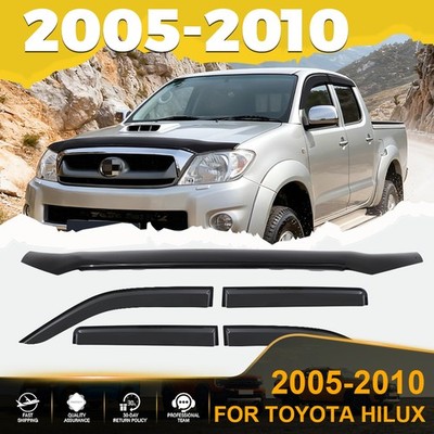 Black Bonnet Protector Wind Deflectors Rain Guard For Toyota Hilux 2005 ...
