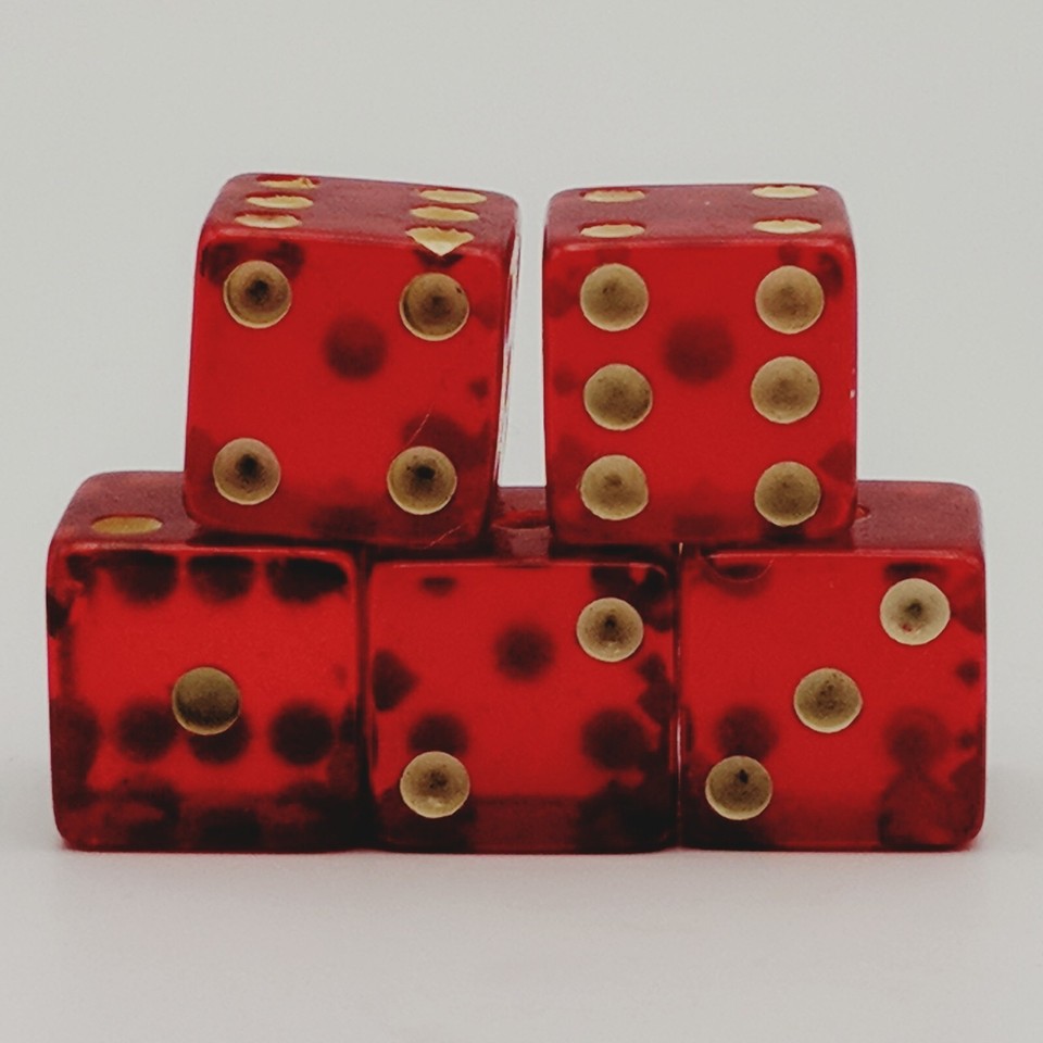 Vintage Red Bakelite Translucent Dice Lot Group of 5 Tested 5/8" | eBay