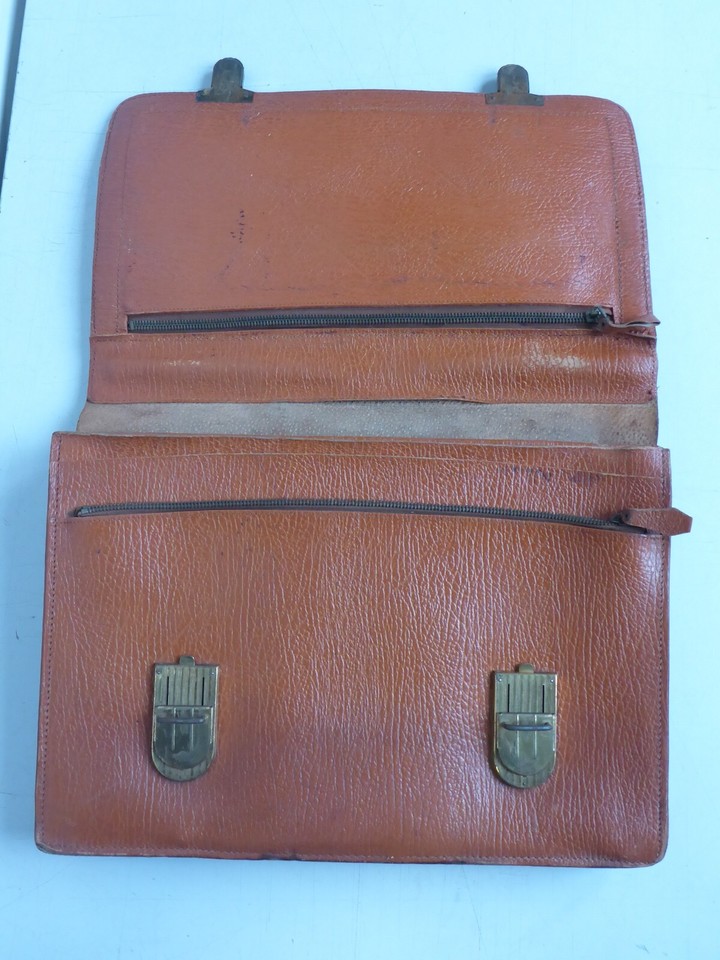 Old Briefcase Leather Bag School Bag Work Bag Vintage Leather Bag GDR ...