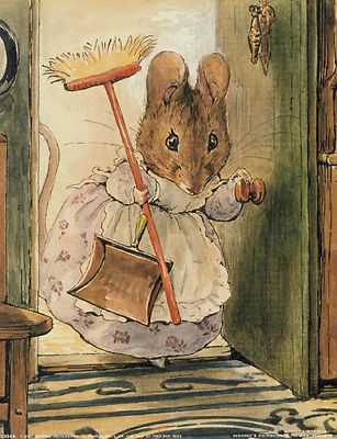 Childrens Childs Room Print Mouse Sweeping Floor from The Tale Of Two ...