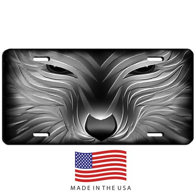 Wolf art vanity aluminum vehicle license plate car truck SUV tag gray ...