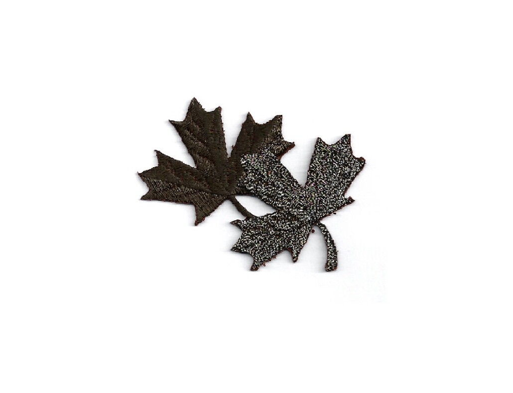 Leaves - Leaf - Fall - Autumn - Brown W/ Metallic Embroidered Iron On ...