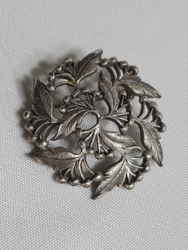 Medal Brooch Pin Leaf Bouquet Vintage Pewter | eBay