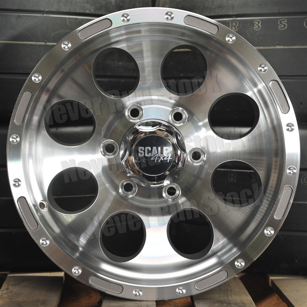 SCALE 4x4 S52 16x8 6x5.5 6x139.7 0 OFFSET MACHINED SILVER 8 HOLES TRUCK ...