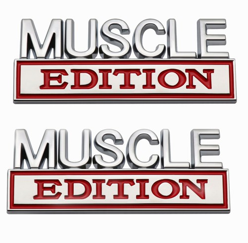 2pc MUSCLE EDITION Emblems 3D Badge Nameplate Car Truck SUV (red chrome ...