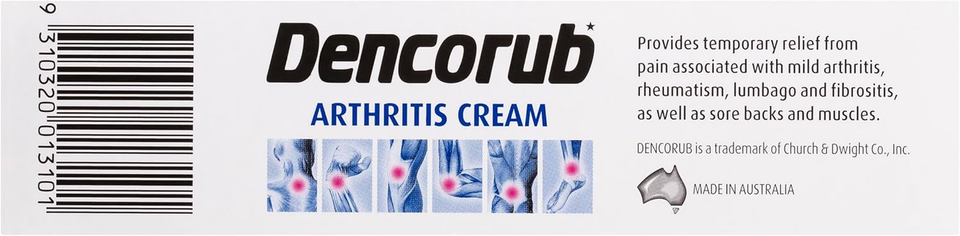Dencorub Arthritis Cream, 100G - Rub on Pain Relief, No Heat Formula ...