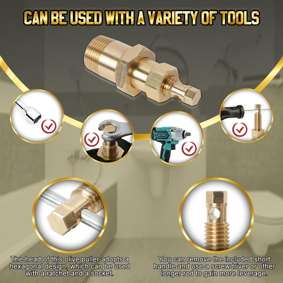 Olive Remover Ferrule Puller Brass Copper Pipe Fitting Plumbing Tool 1/ ...